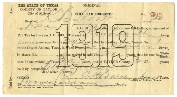 “The Eyes of Texas are Upon You: Have You Paid That Poll Tax?” - Not ...